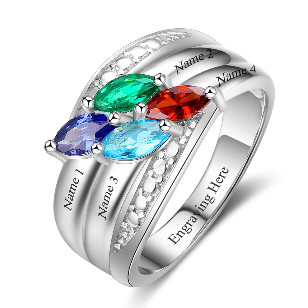 Personalised Silver ring for Women | Birthstone Ring | Customised Engr ...