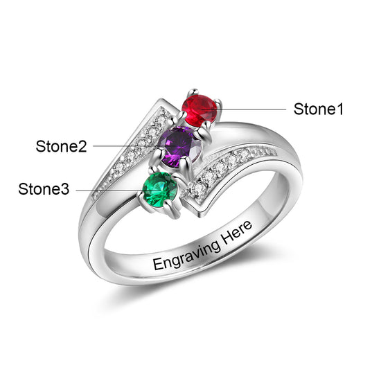 Personalised Birthstone Ring | Custom Birthstone Silver Ring | Bespoke ...
